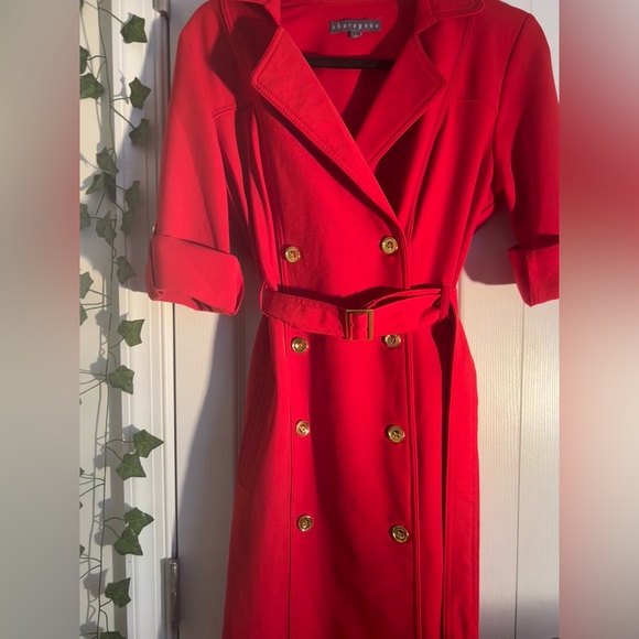 Sharagano | Dresses | Red Dress With Gold Buttons | Poshmark
